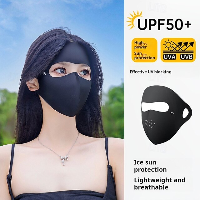 Sunscreen Face Mask, UV Protection Hyaluronic Acid Ice Silk Full Face ...