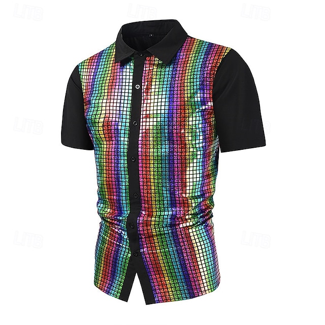 Retro Vintage 1970s Disco Shirt Hippie Fancy Dress Men's Carnival ...