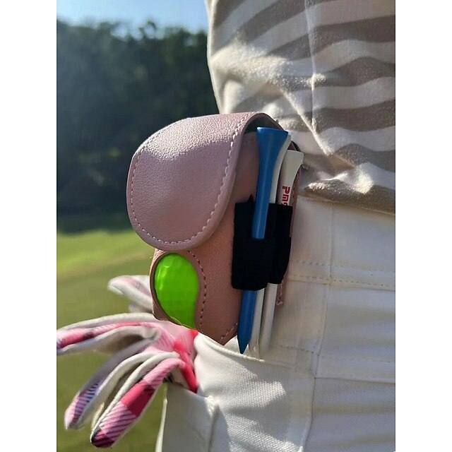 Portable Leather Golf Ball Holder Pouch – Compact Golf Tee Case with ...