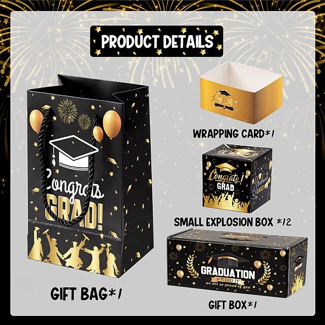 Graduation Party Surprise Money Explosion Box, Graduation Theme Gift ...