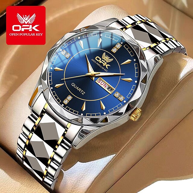 OPK Luxury Brand Watch Stainless Steel Business Double Calendar ...