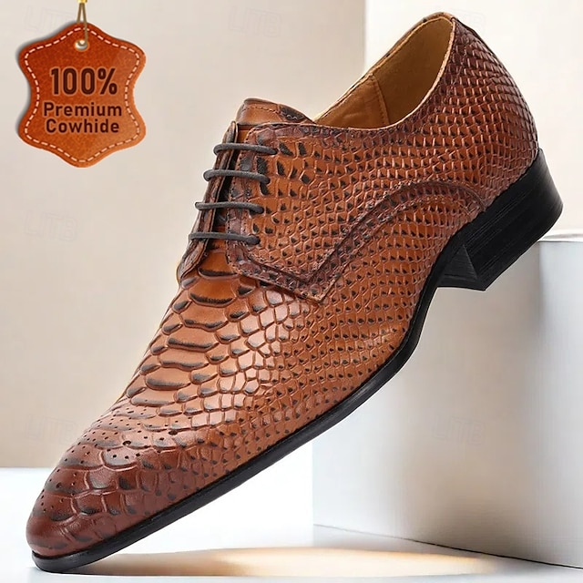 Men's Elegant Python Skin Leather Lace-Up Oxfords - Perfect for ...