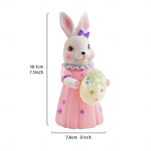 Easter Bunny Resin Figurine, Cute Cartoon Rabbit Decorative Statue ...