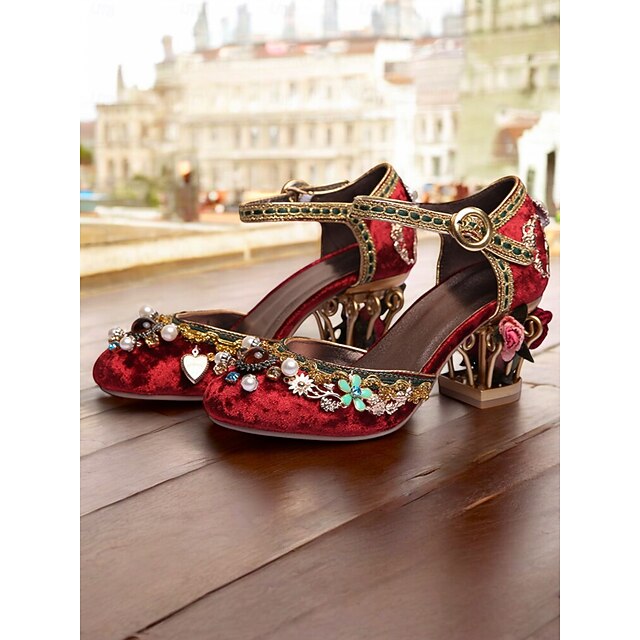 Women's 1920s Vintage Gatsby Baroque Mary Jane Heels-Elegant Light Blue ...