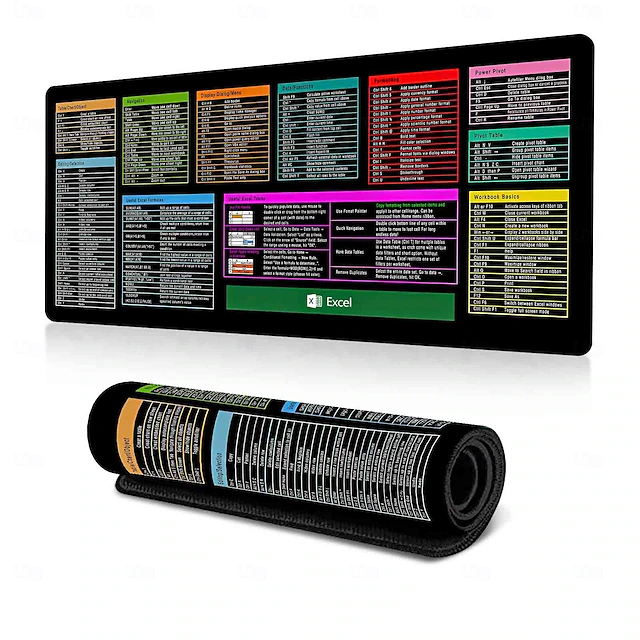 Excel Cheat Sheet Desk Mat, XL Mouse Pad with Shortcuts, 31.5"x11.8" or ...