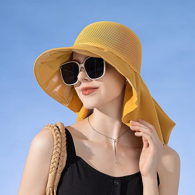 Super Wide Brim Sun Hats for Women UV Protection Beach with Neck Flap ...