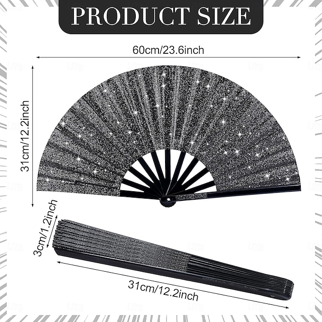 Boots on The Ground Fan Large Holographic Folding Hand Fan Line Dance ...