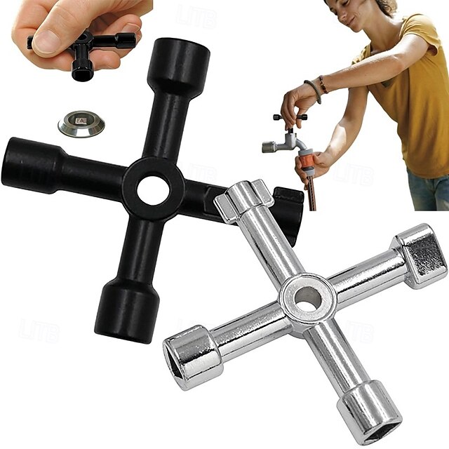 2 Pieces 4 Way Multi Functional Utilities Key Stopcock Key For Electric