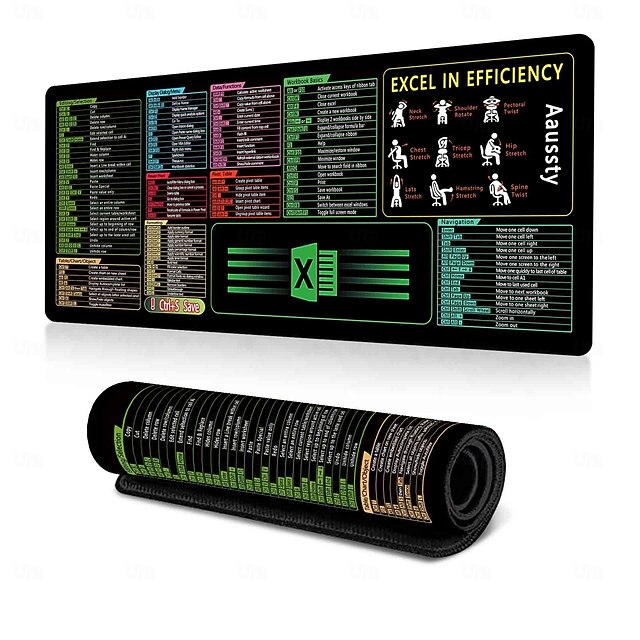 Excel Cheat Sheet Desk Mat, XL Mouse Pad with Shortcuts, 31.5"x11.8" or ...