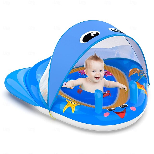 Inflatable Sprinkler Baby Pool with Canopy Rainbow Kiddie Pool Wading ...