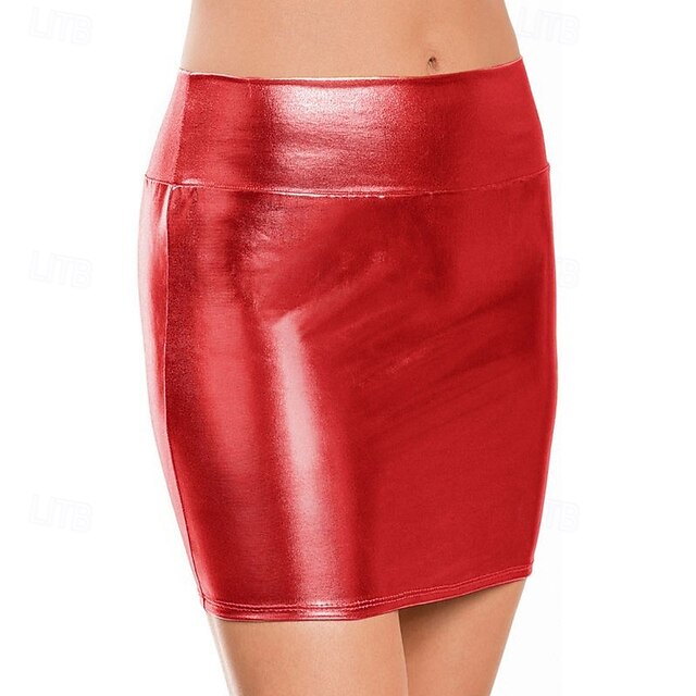 Retro Vintage 1980s Mini Skirt Pencil Skirt Disco Shiny Latex Patent ...
