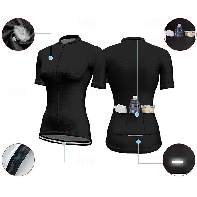 Femmes Maillot de cyclisme Manche Courte Cyclisme Maillot Top avec 3 ...