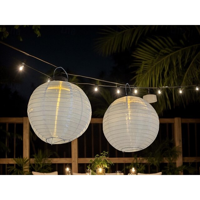 3 Packs Solar Paper Lanterns 8&10&12inch Waterproof Outdoor Nylon Cloth ...