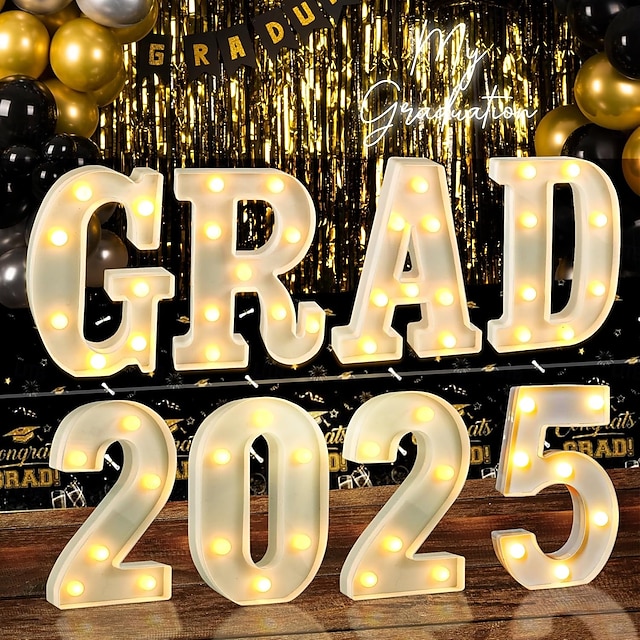 examensdekorationer 2025 - led tält lyser upp bokstäver grad 2025 - klass 2025 prydnadsföremål ...