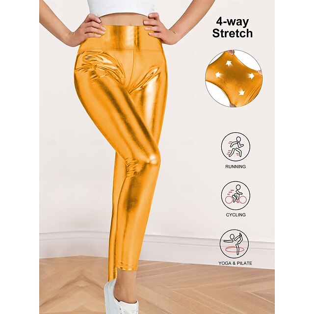 Mardi Gras 2026 Retro Vintage 1970s Ankle Length Leggings PU Trousers ...