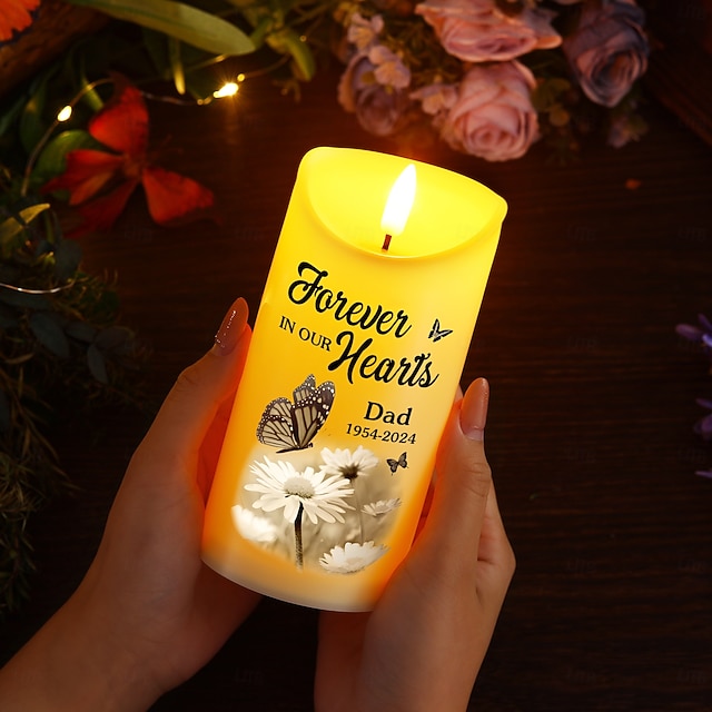 Personalized Memorial LED Candle Custom Photo Sympathy Gifts For Loss ...