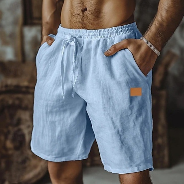 Men's Shorts Linen Shorts Summer Shorts Beach Shorts Baggy Shorts Drawstring Elastic Waist ...