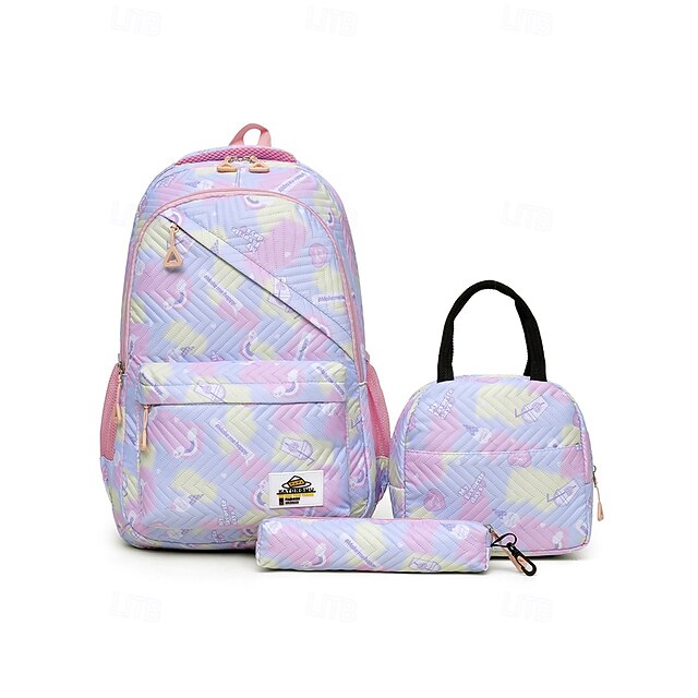 Girls' 3-Piece Pastel Backpack Set with Lunch Bag and Pencil Case ...