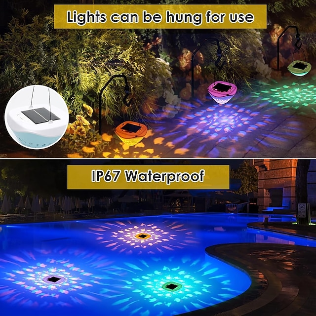 Solar Underwater Lights Floating Pool Lights with RGB Color Changing ...