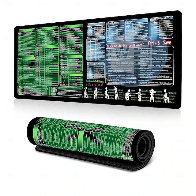 Excel Cheat Sheet Desk Mat, XL Mouse Pad with Shortcuts, 31.5"x11.8" or ...