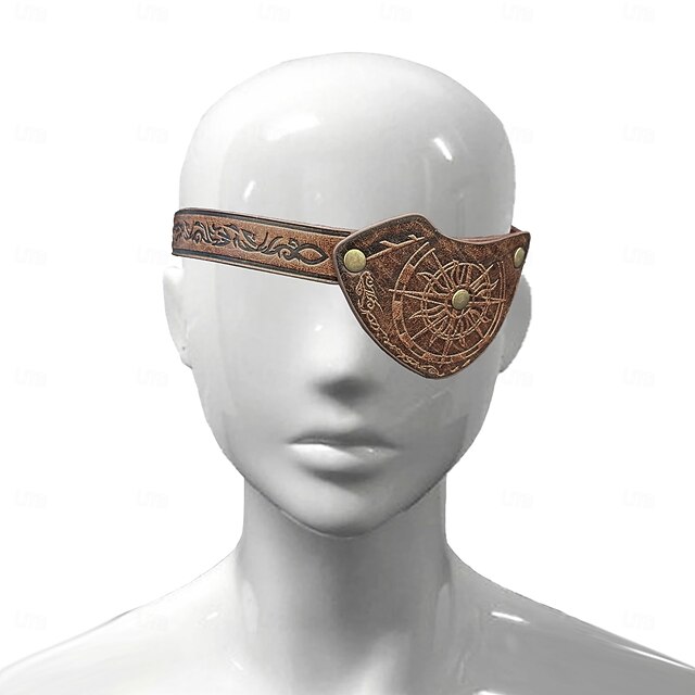 Medieval Renaissance Mask Eye Patch Pirate Viking Fancy Dress Men's ...