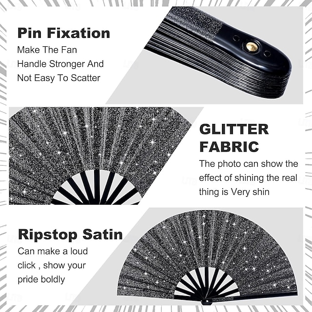 Boots on The Ground Fan Large Holographic Folding Hand Fan Line Dance ...