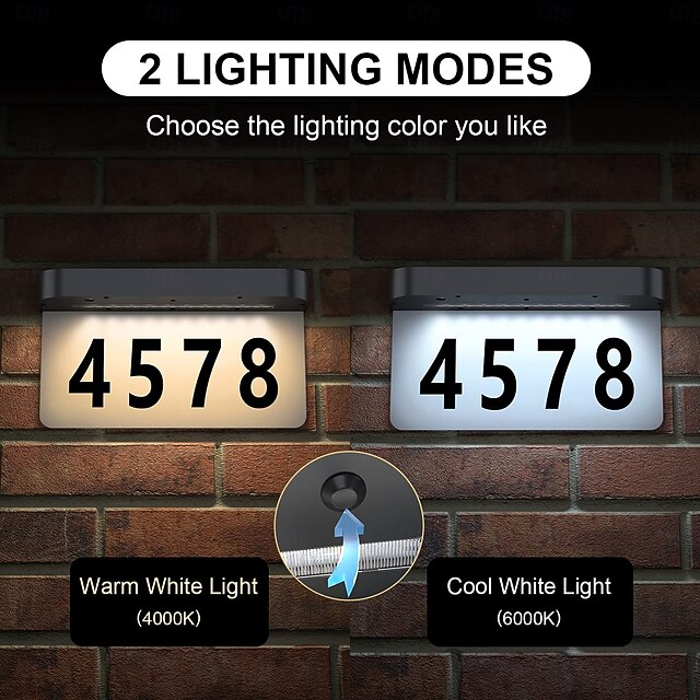 1 Pc Outdoor Solar Door Adress Lights IP44 Waterproof Warm Light White ...