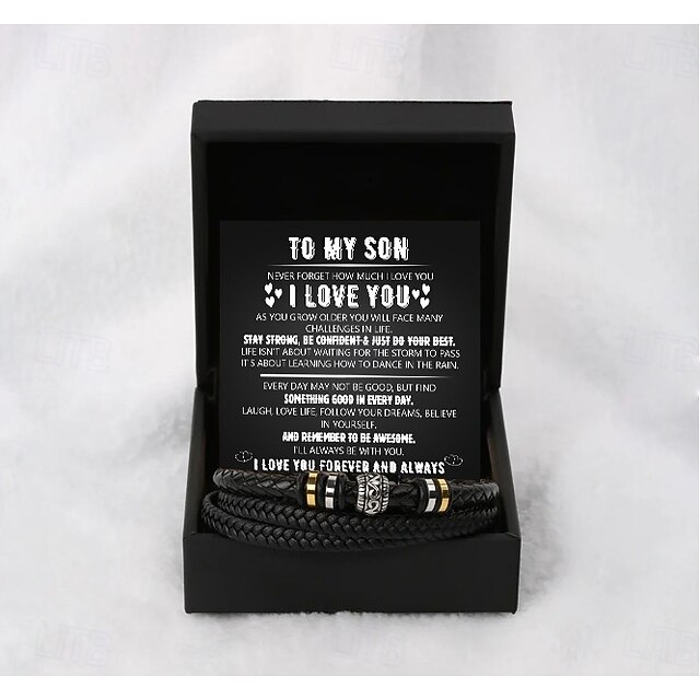 To My Son Bracelet, Stainless Steel and Leather Bracelet for Men ...