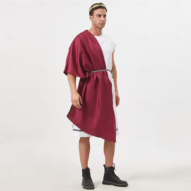 Ancient Greek Ancient Rome Above Knee Tunic Laurel Crown Toga Costume ...