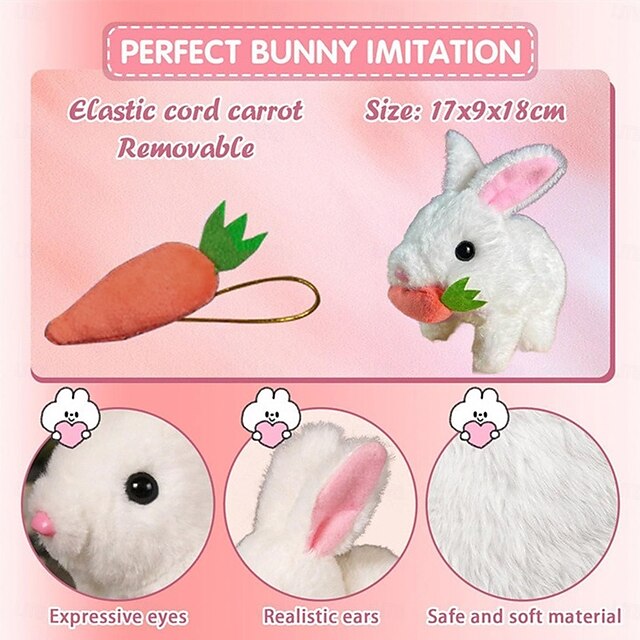My Realistic Bunny Toy Interactive Electronic Pet Toys Bunnies can Hops ...
