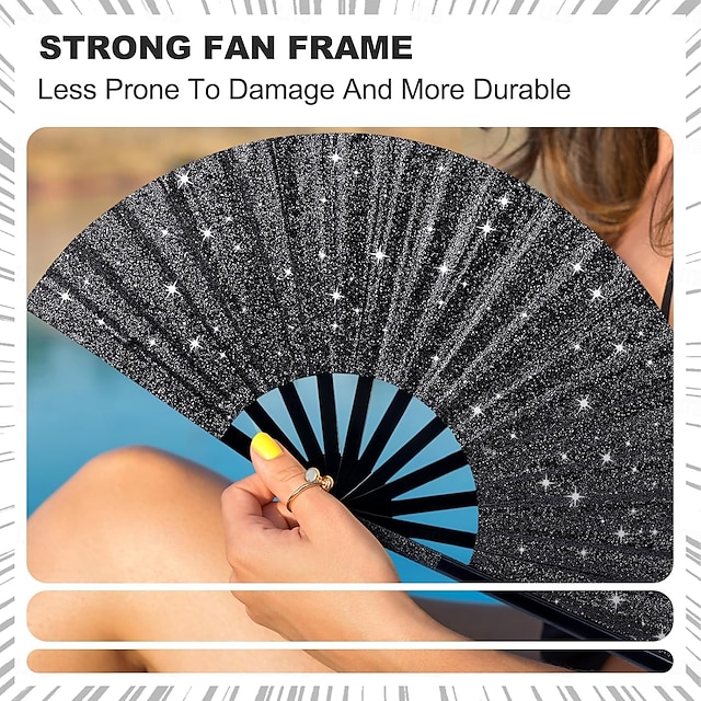 Boots on The Ground Fan Large Holographic Folding Hand Fan Line Dance ...
