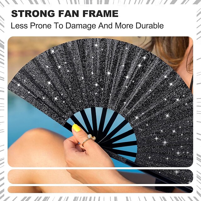 Boots on The Ground Fan Large Holographic Folding Hand Fan Line Dance ...