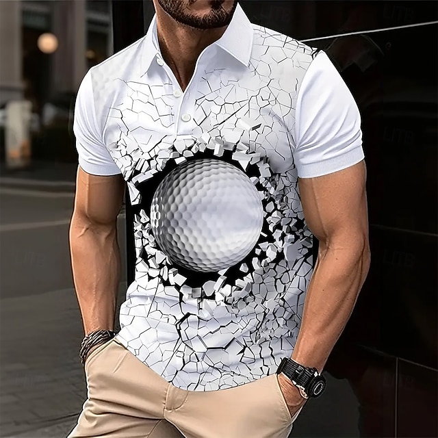 Men's Ball Sports Polo Shirts Short Sleeve Polo Shirts Collared Shirts ...