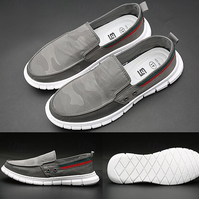 Men's Slip-On Canvas Driving Loafers – Soft Lightweight Casual Shoes ...