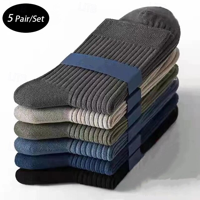 Men's 5 Pairs Multi Packs Socks Running Socks Casual Socks Black White ...