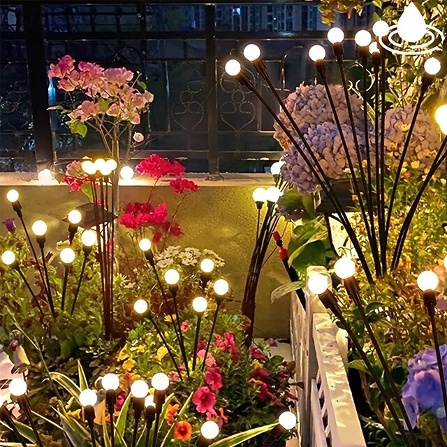 2/4 Packs Solar Firefly Lights Outdoor Waterproof Two Modes of ...