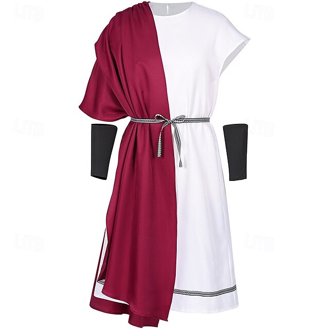 Ancient Greek Ancient Rome Above Knee Tunic Laurel Crown Toga Costume ...