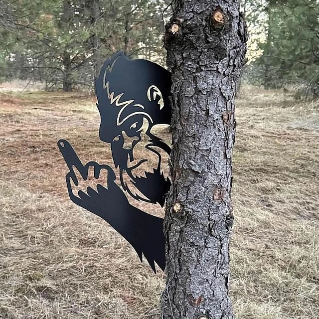 Peaking a Boo Flipping Off Bigfoot Animal Metal Sign Art Ornament ...