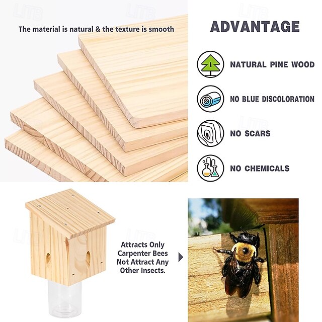 Carpenter Bee Trap for Outside - Pentroof Style Nature Hanging Wood ...