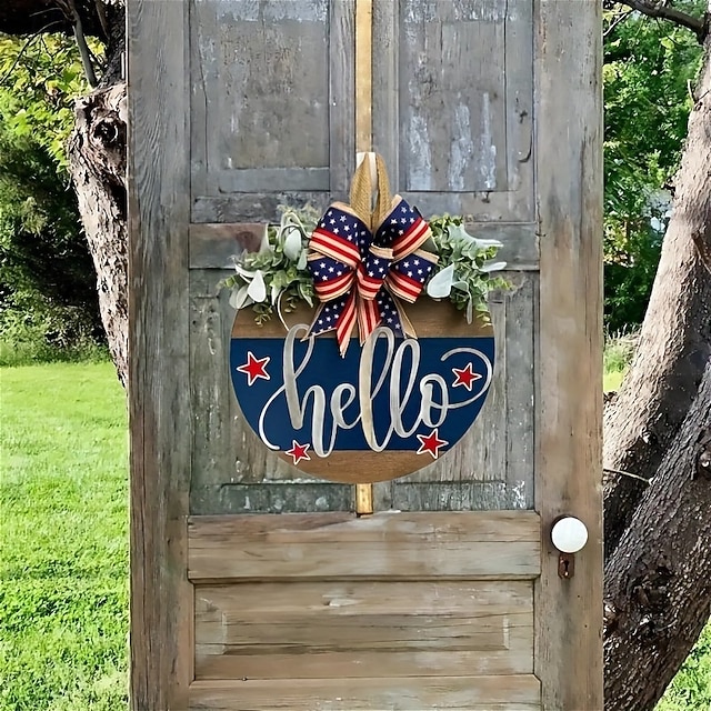 Patriotic Wooden Door Sign Decoration for Independence Day 4th of July ...