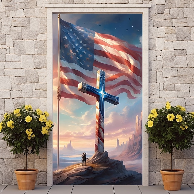 4th of July Door Decorations Door Covers Independence Day American ...