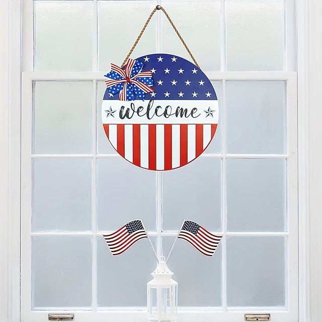 Patriotic Wooden Door Sign Decoration for Independence Day 4th of July ...