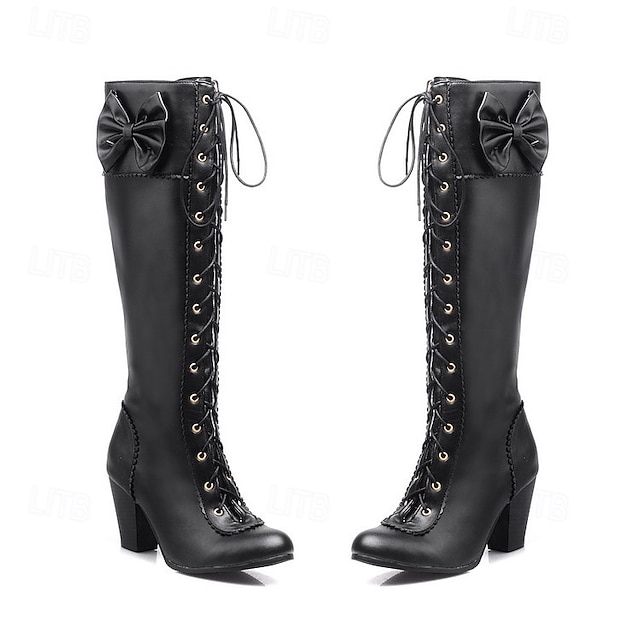 Rococo Baroque Victorian Shoes Knee High Boots High Heel Fancy Dress ...