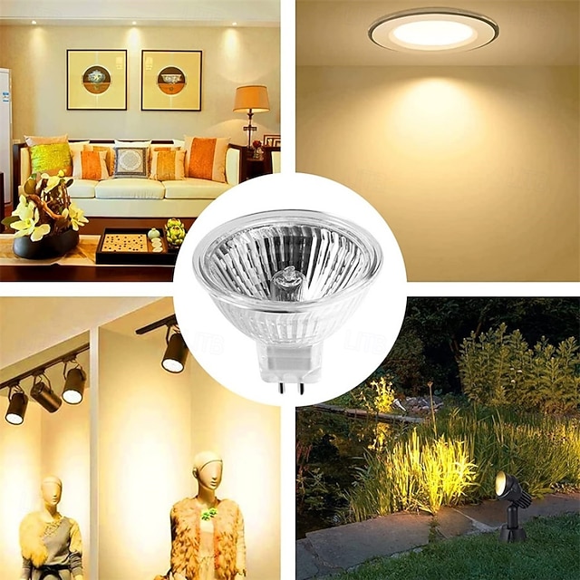 MR16 Halogen Bulb 12V 35W 50W Dimmable GU5.3 Bi-pin Base Spotlight MR16 ...