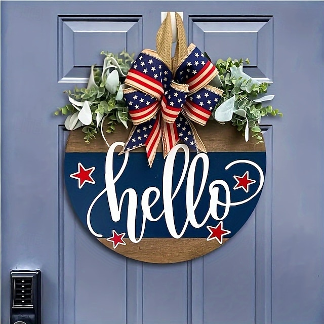 Patriotic Wooden Door Sign Decoration for Independence Day 4th of July ...