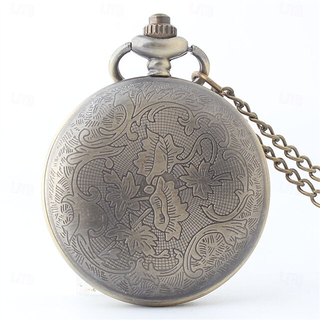 Vintage Bronze Pocket Watch for Dad Quartz Movement with Chain ...