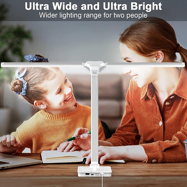 Double Head LED Desk Lamp Dimmable Touch Control and 5 Lighting Modes ...