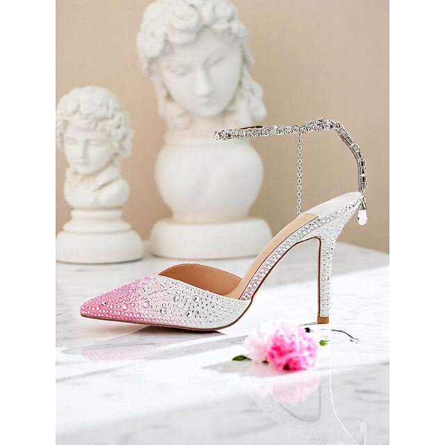 Women's Gradient Crystal Slingback Heels with Stiletto - Vibrant and ...