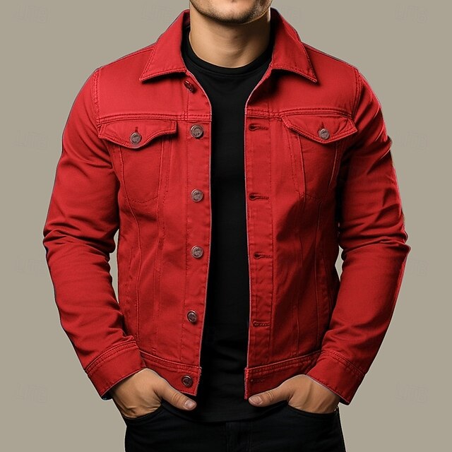 Men's Shirt Jacket Cargo Jacket Daily Wear Windproof Buttons All ...