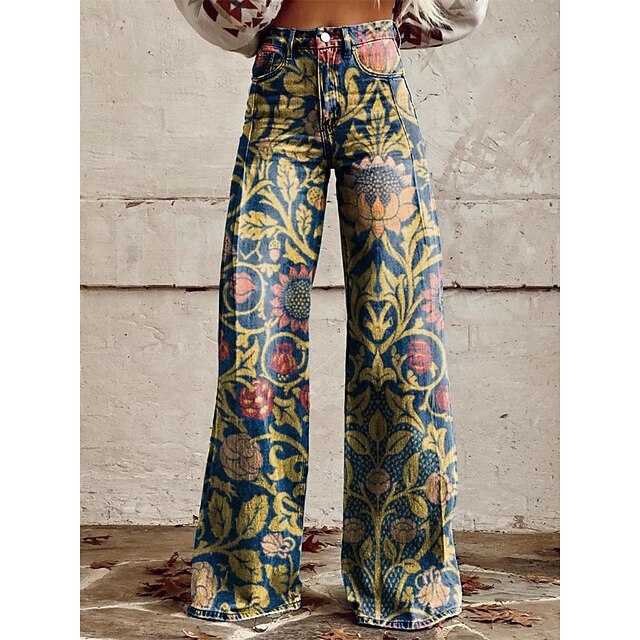 Retro Vintage Boho 1970s Pants Wide Legged Pants Hippie Disco High ...